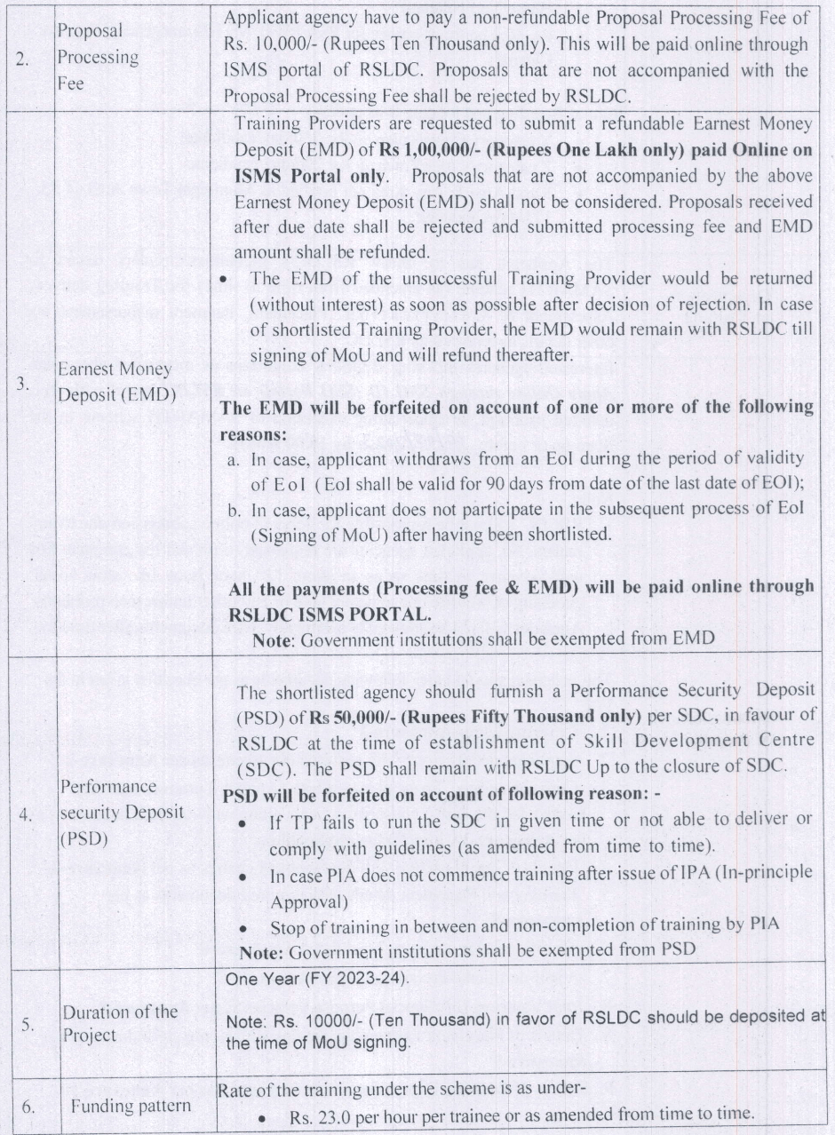 EOI to Undertake the Project under SAMARTH Scheme of RSLDC