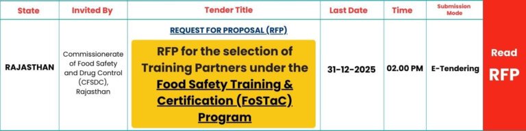 RFP for the selection of Training Partners under the Food Safety ...